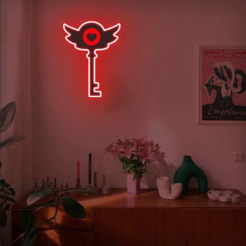 Hazbin Hotel Key Neon Sign, Heaven Hell Demon Hotel Key Hazbin Wall ...