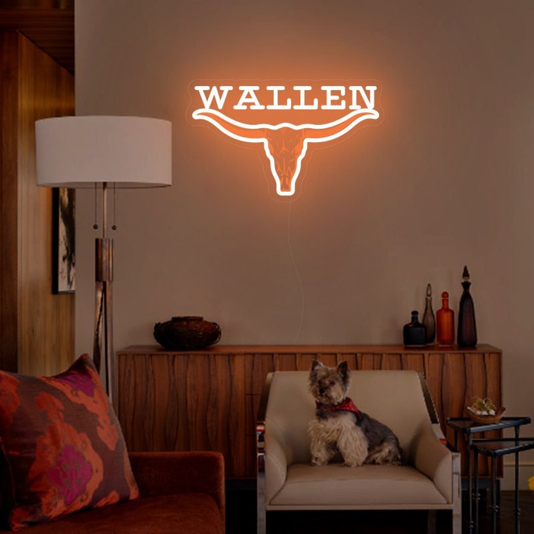 Wallen Western Neon Sign, Cowboy Wallen Wall Decor, Wallen Bullhead ...