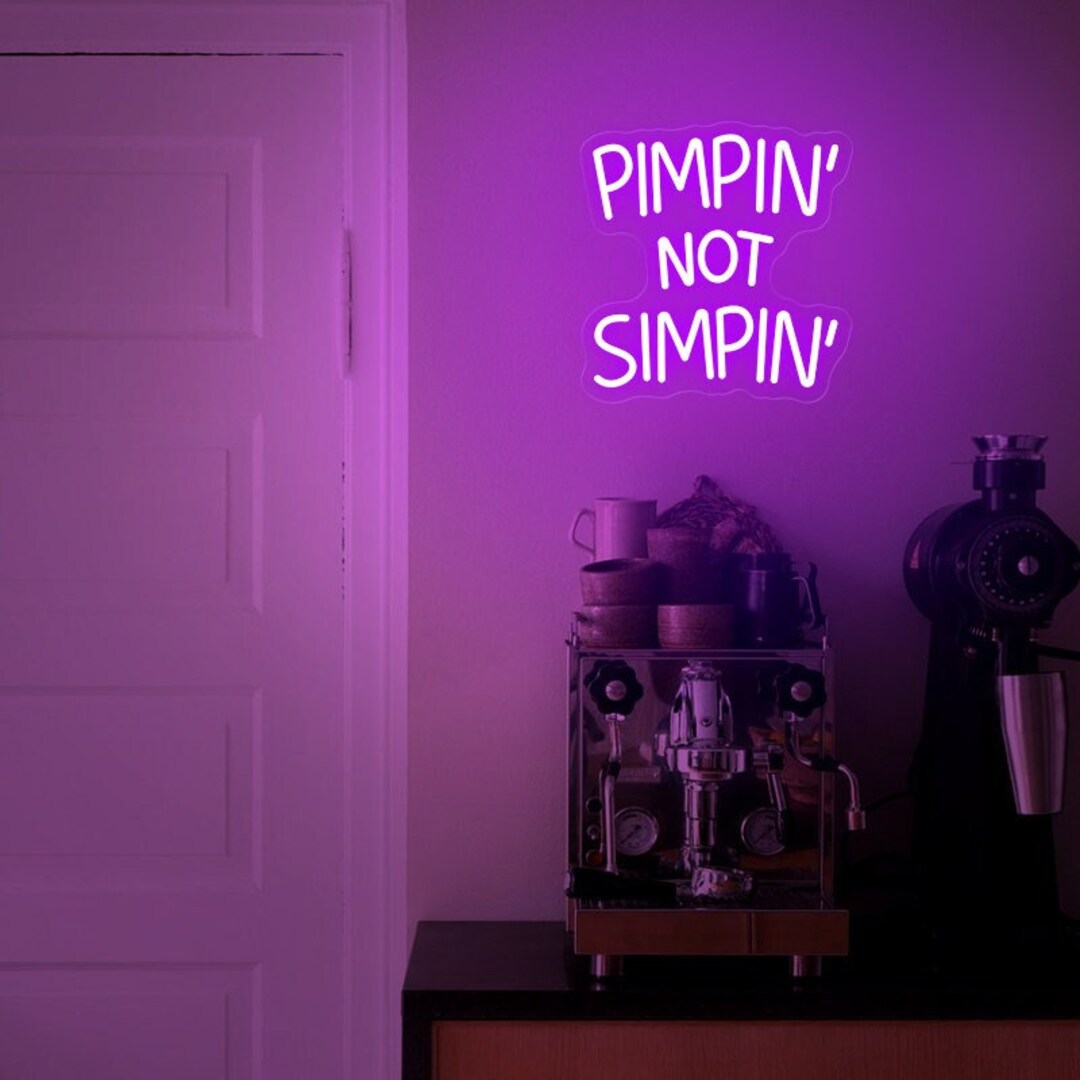 Hazbin Hotel Inspired Neon Sign, Pimpin' Not Simpin' Wall Decor, Vox ...
