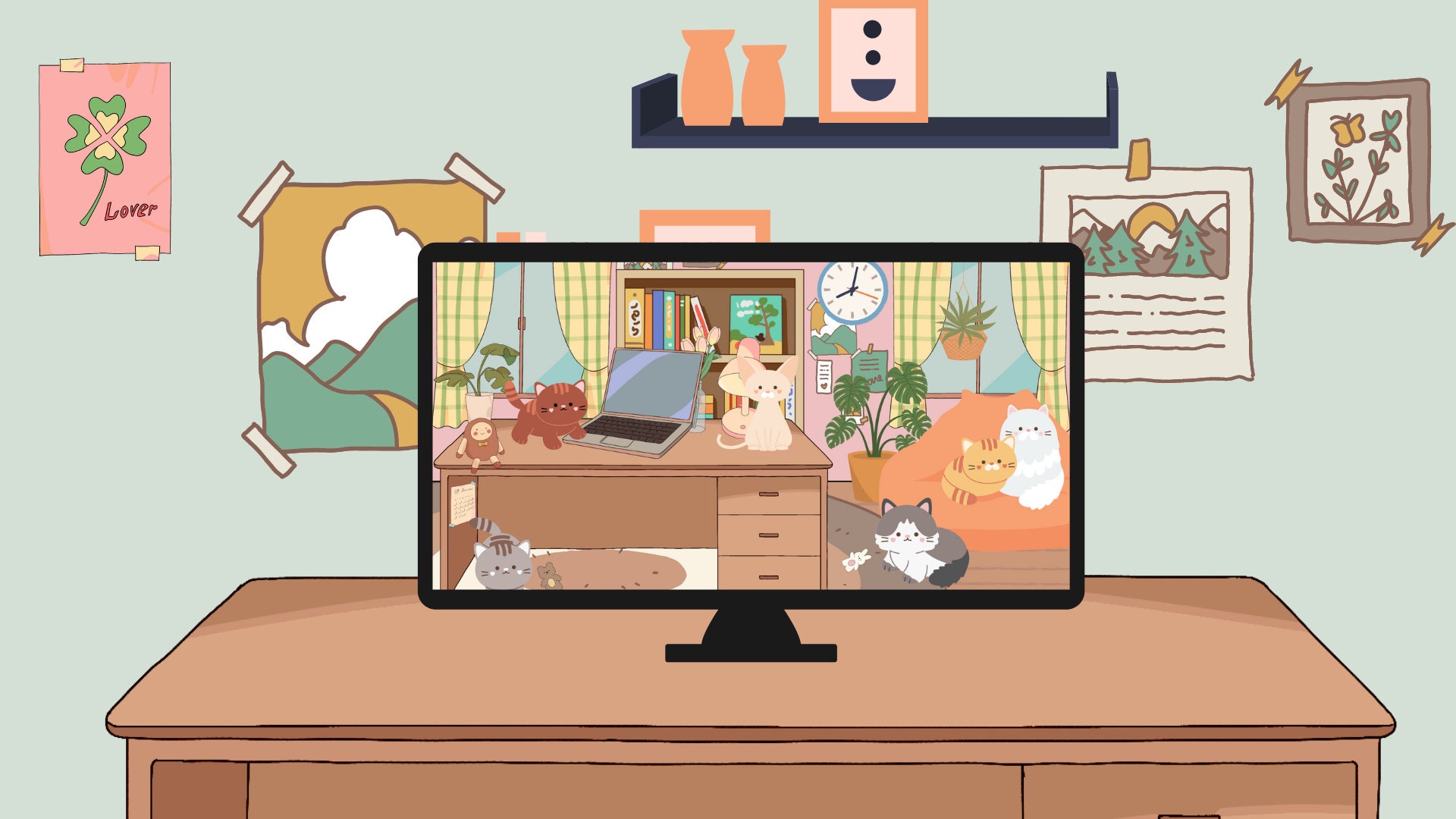 Cozy Cat Room Screensaver, Digital Download - Etsy