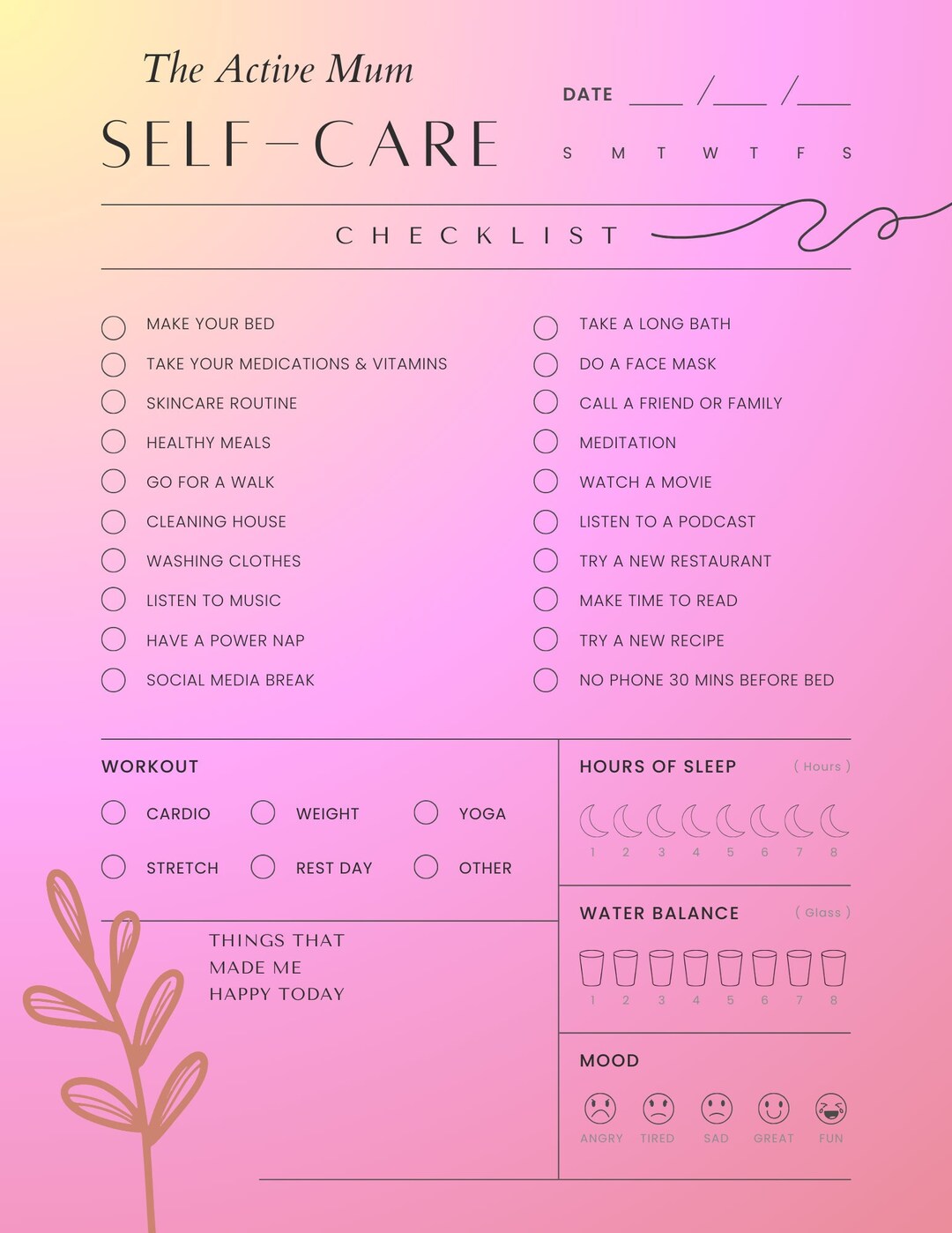 The Ultimate Mum Self-care Checklist! - Etsy