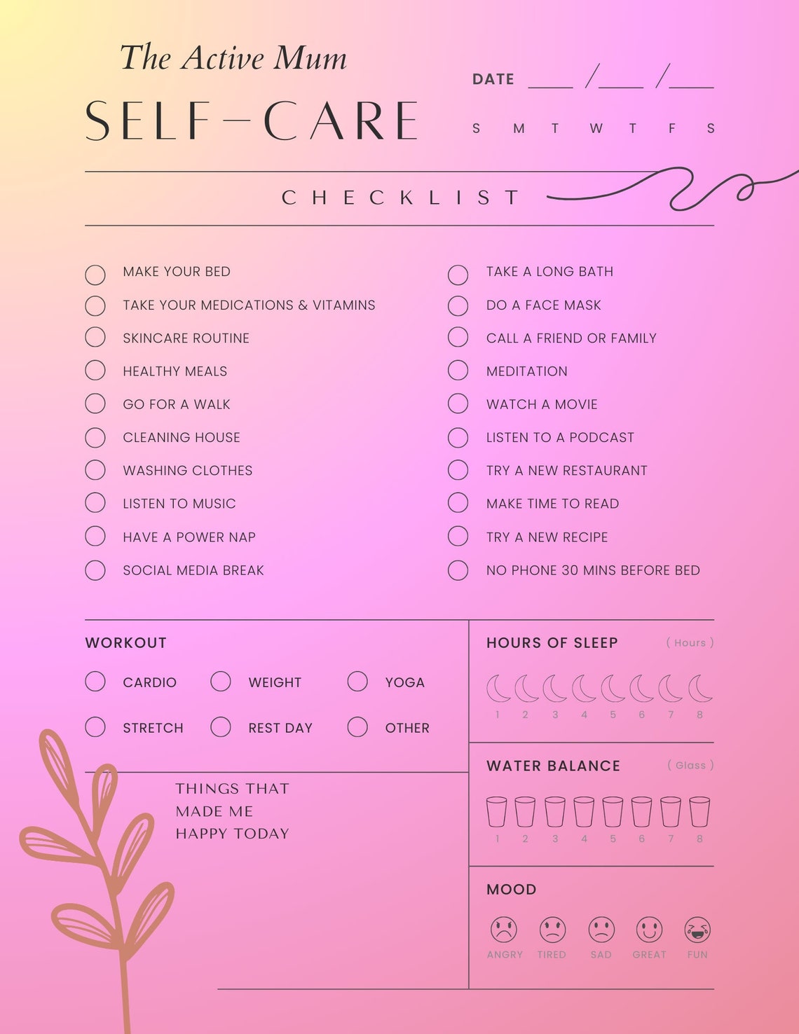 The Ultimate Mum Self-care Checklist! - Etsy