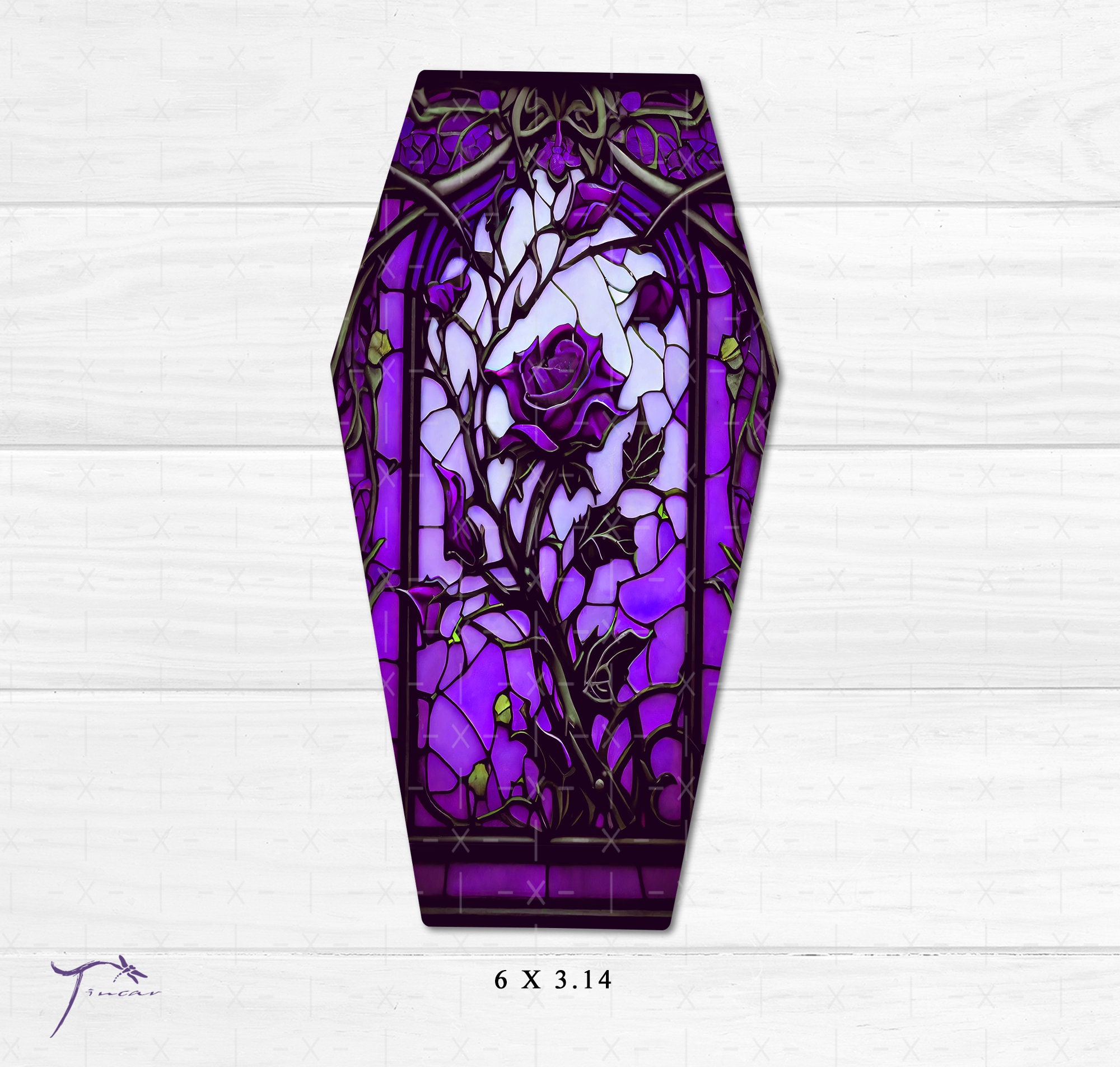 Stained Glass Purple Rose Coffin Bookmark - Gothic Vibes - Etsy