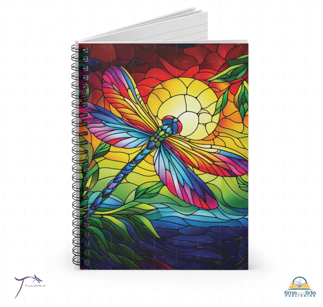 Stained Glass Dragonfly Notebook - Spiral Notebook With Ruled Lines ...