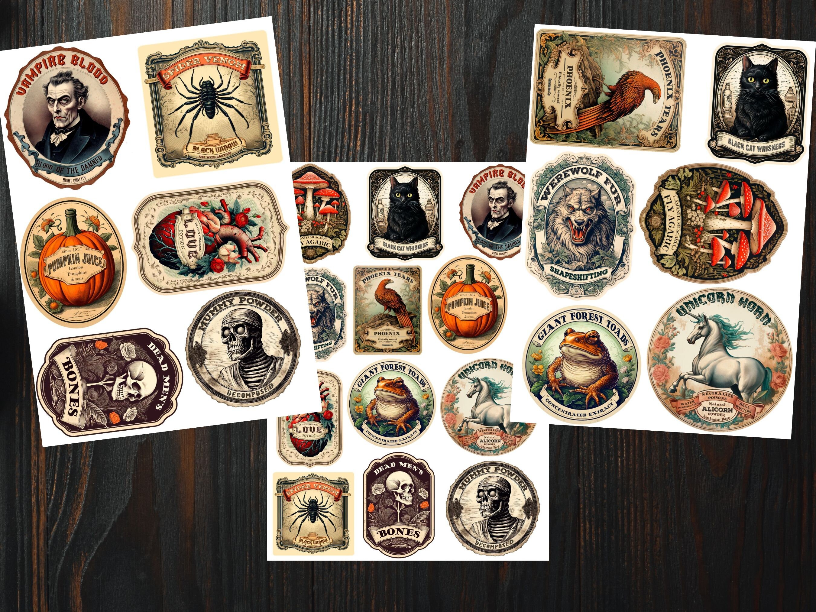 Apothecary Potion Labels for Halloween 12 Pcs PNG and PDF Printable ...