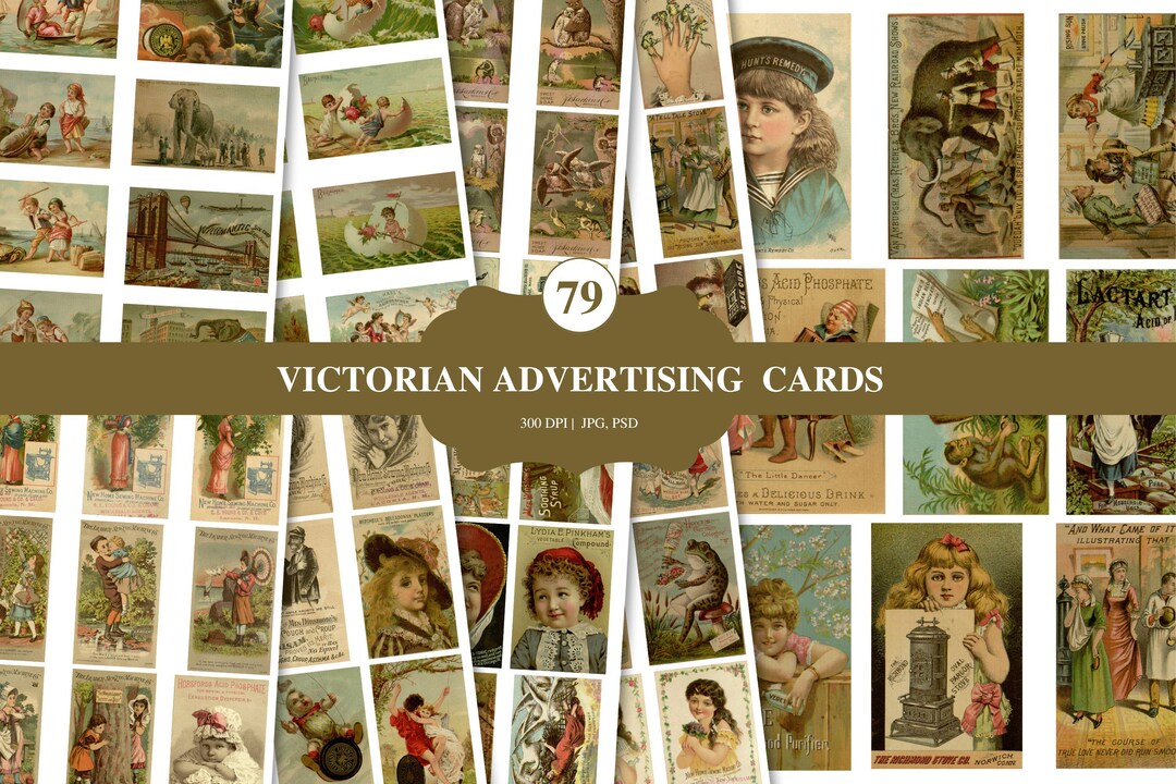 79 Vintage Victorian Advertising Cards Labels Printable | Digital ...