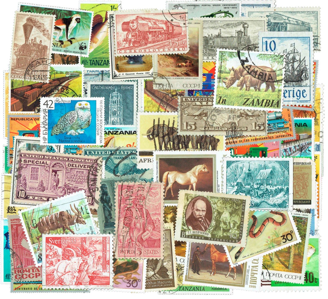 100+ Pcs PNG Real Postage Stamps With Transparent Background Clipart ...