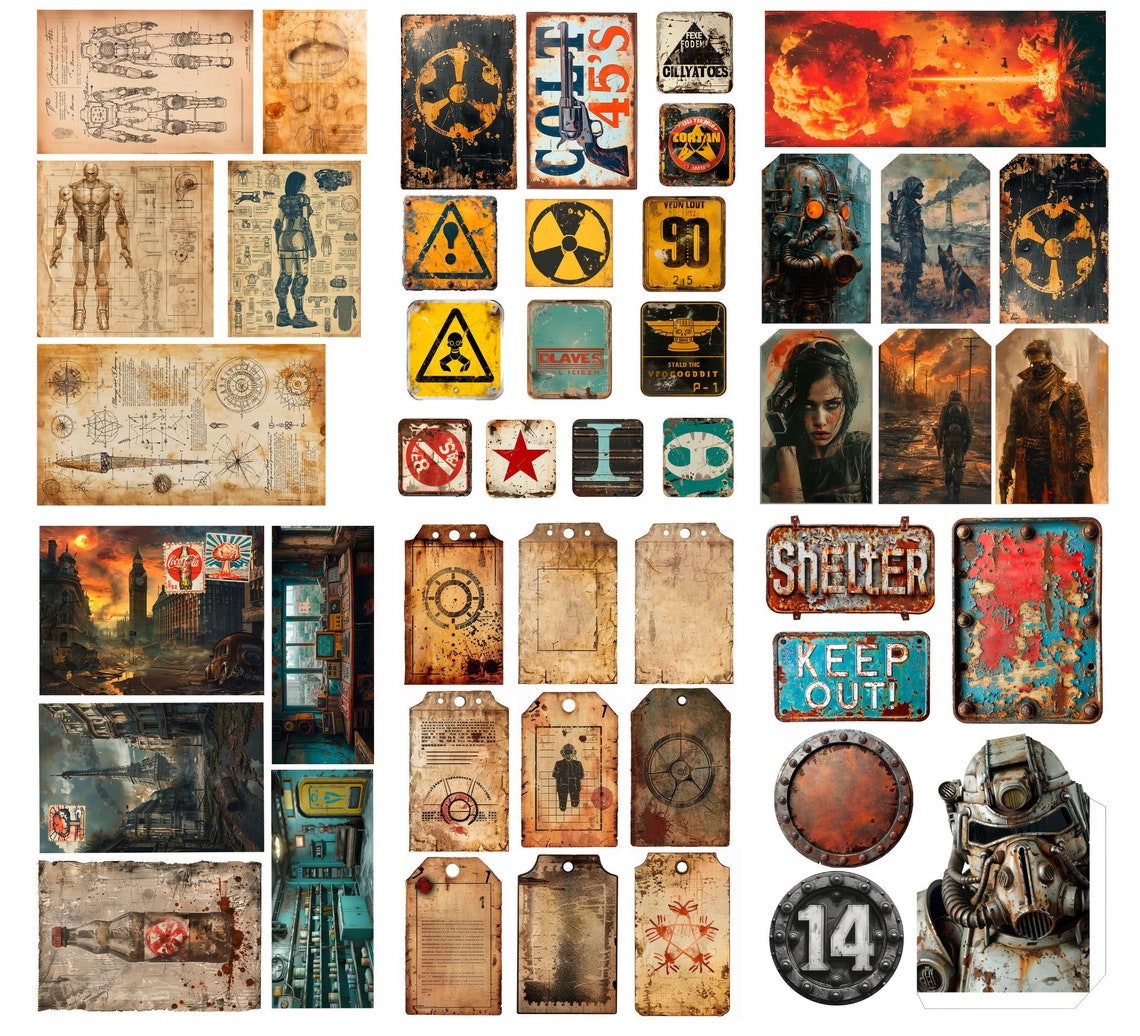 Fallout Post-apocalyptic Digital Junk Journal Kit Pages Printable ...