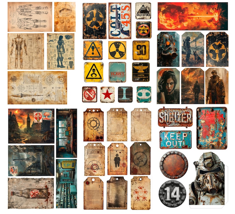 Fallout Post-apocalyptic Digital Junk Journal Kit Pages Printable ...