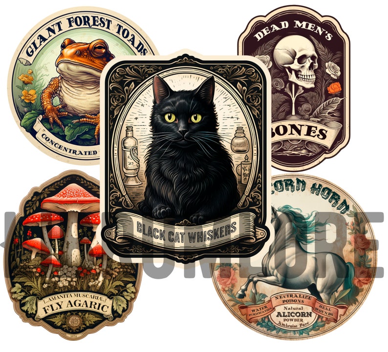 Apothecary Potion Labels for Halloween 12 Pcs PNG and PDF Printable ...