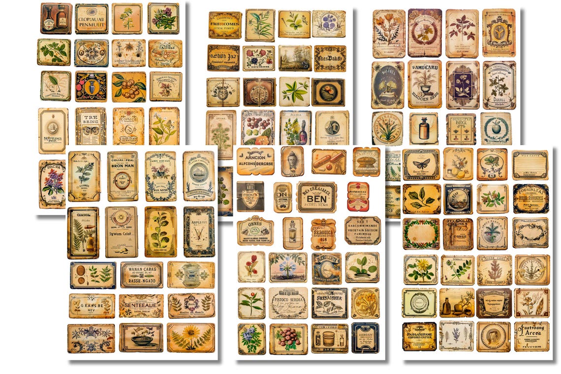 Vintage Apothecary Labels | 147 Printable Digital Design Antique Jar ...
