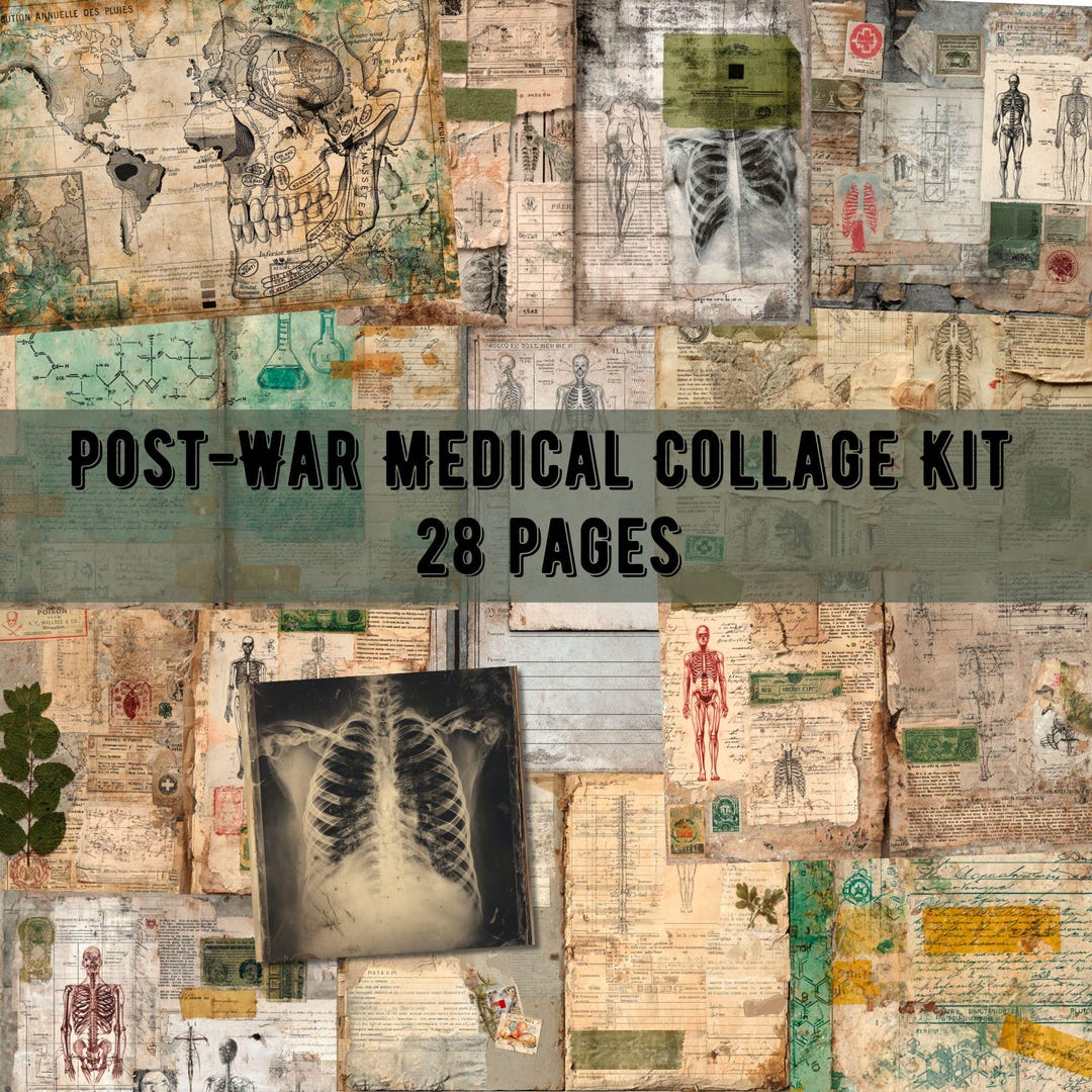 Post-war Post Apocalyptic Medical Collage Digital Junk Journal Kit Page ...