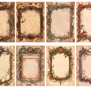 8 Digital Manuscript Book of Shadows Pages Printable Vintage Borders ...