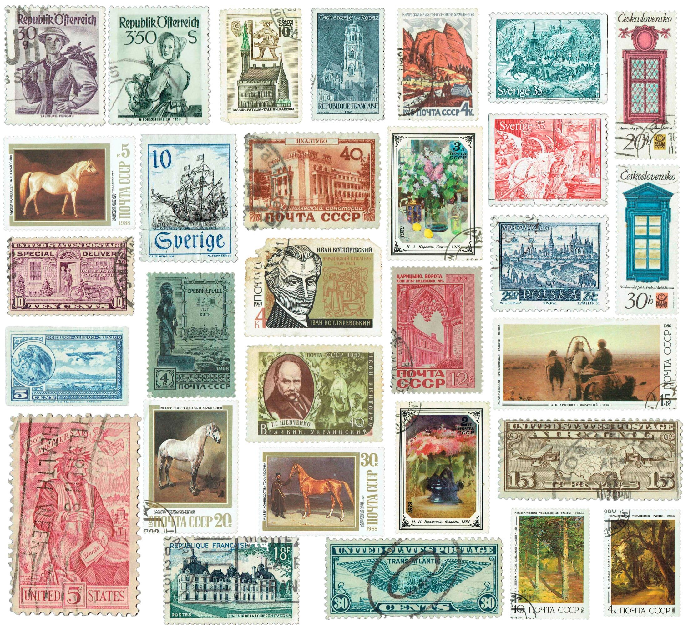 100+ Pcs PNG Real Postage Stamps With Transparent Background Clipart ...