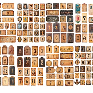 Vintage Numbers 150+ Images Old Grunge Labels Tags Printable | Digital ...