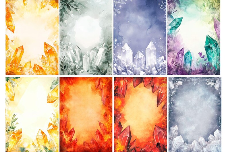 48 Crystals and Stones Borders Grimoire Pages Magic Blank Journal ...