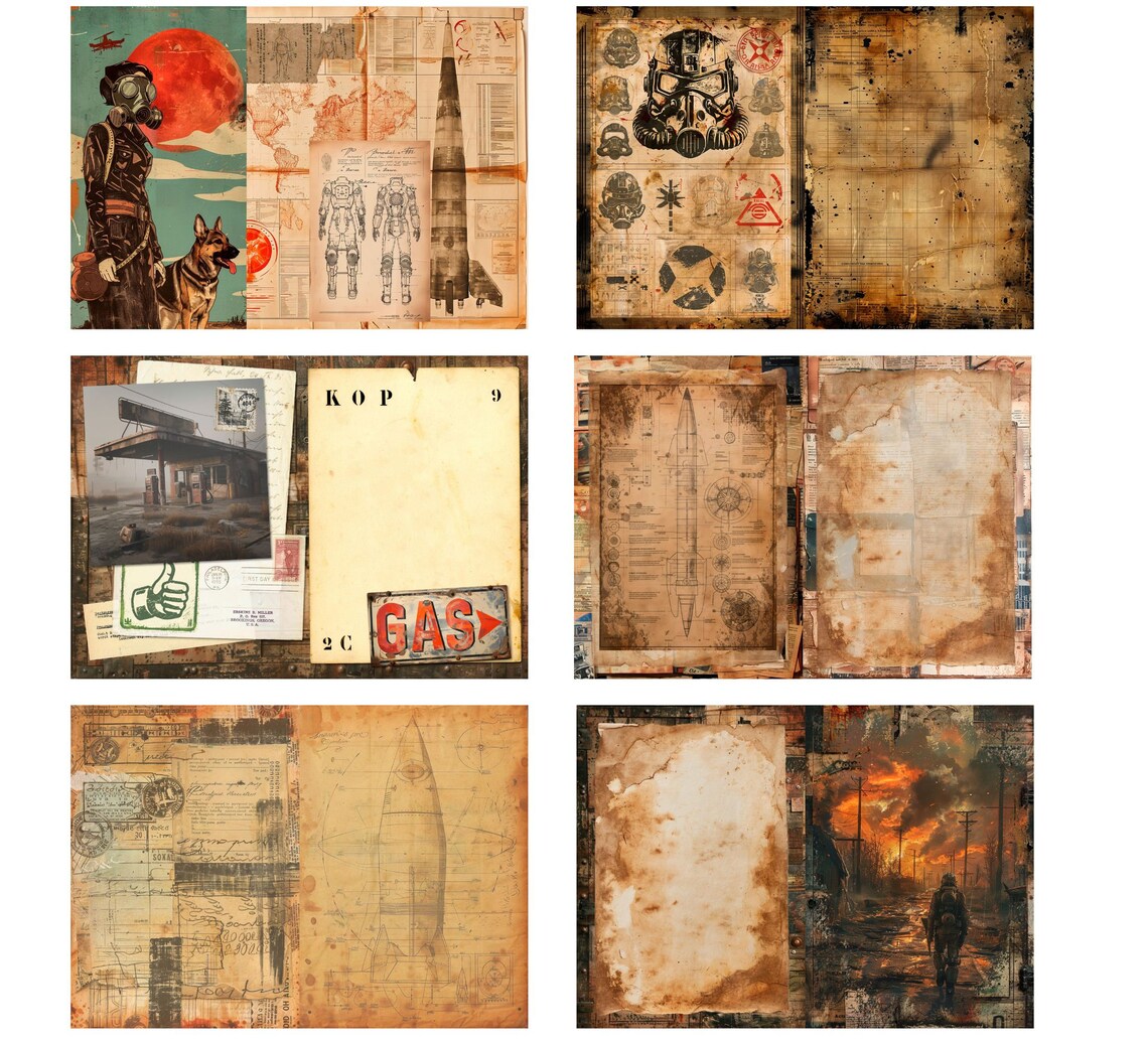 Fallout Post-apocalyptic Digital Junk Journal Kit Pages Printable ...
