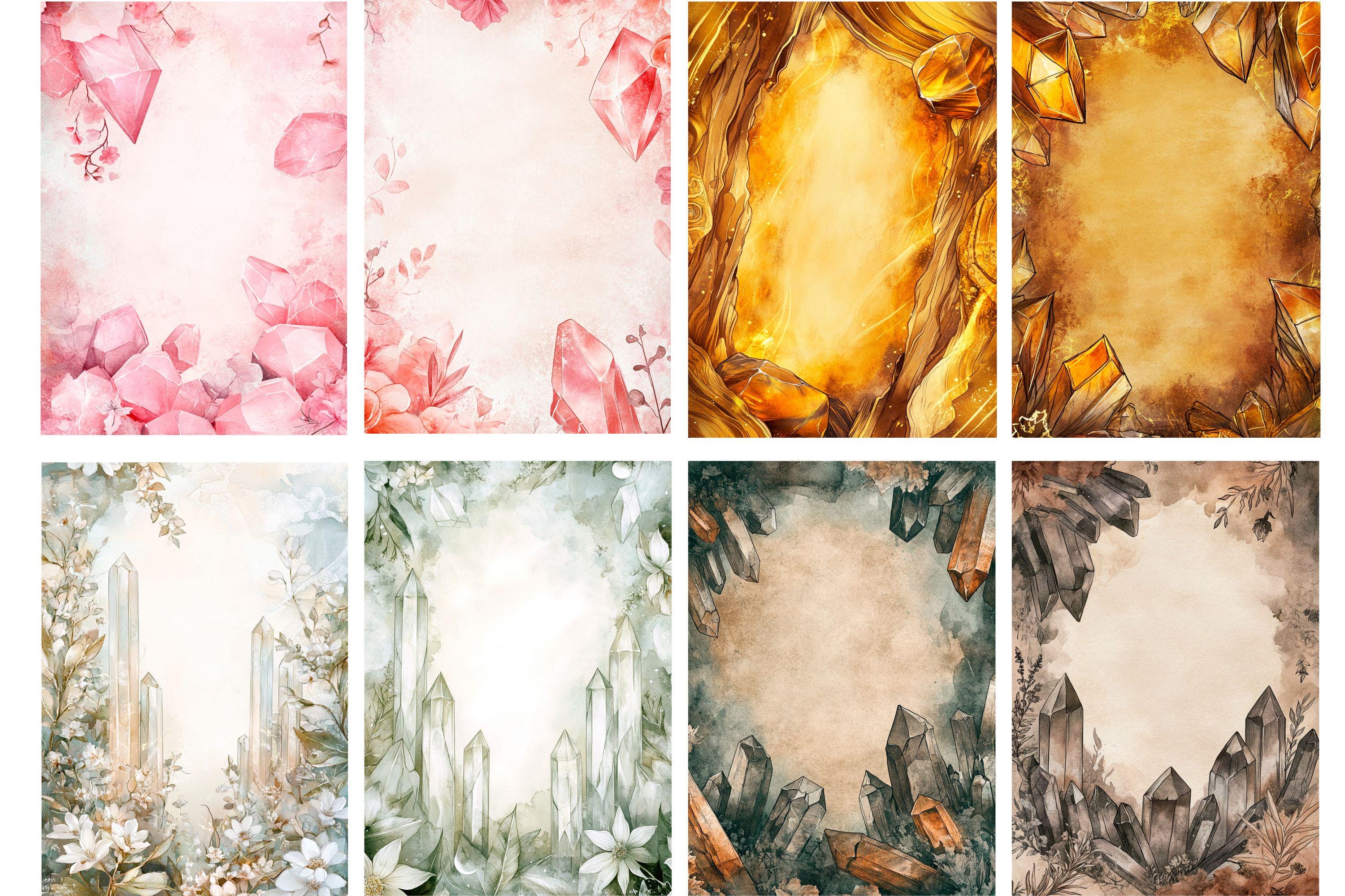 48 Crystals and Stones Borders Grimoire Pages Magic Blank Journal ...