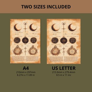 8 LUNAR Digital Manuscript Moon Book of Shadows Pages Printable Vintage ...