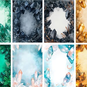48 Crystals and Stones Borders Grimoire Pages Magic Blank Journal ...