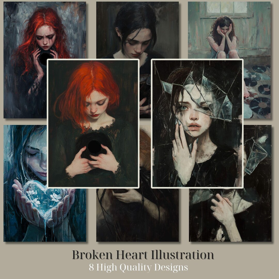 Broken Heart Digital Art Set Ephemera Junk Journal Kit, Breakup ...