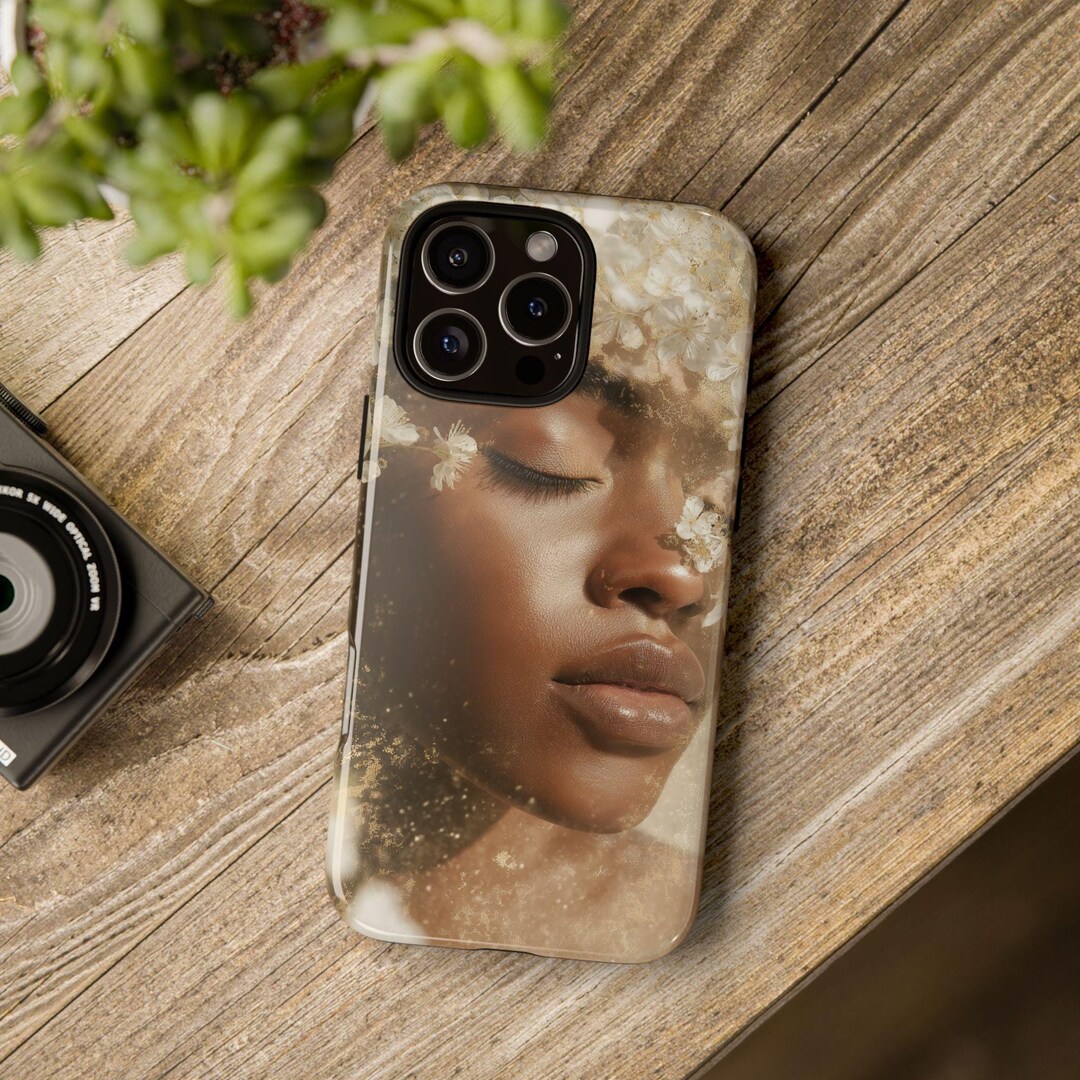 Artistic Black Woman Portrait Tough Phone Case for iPhone 13 14 15 16 ...