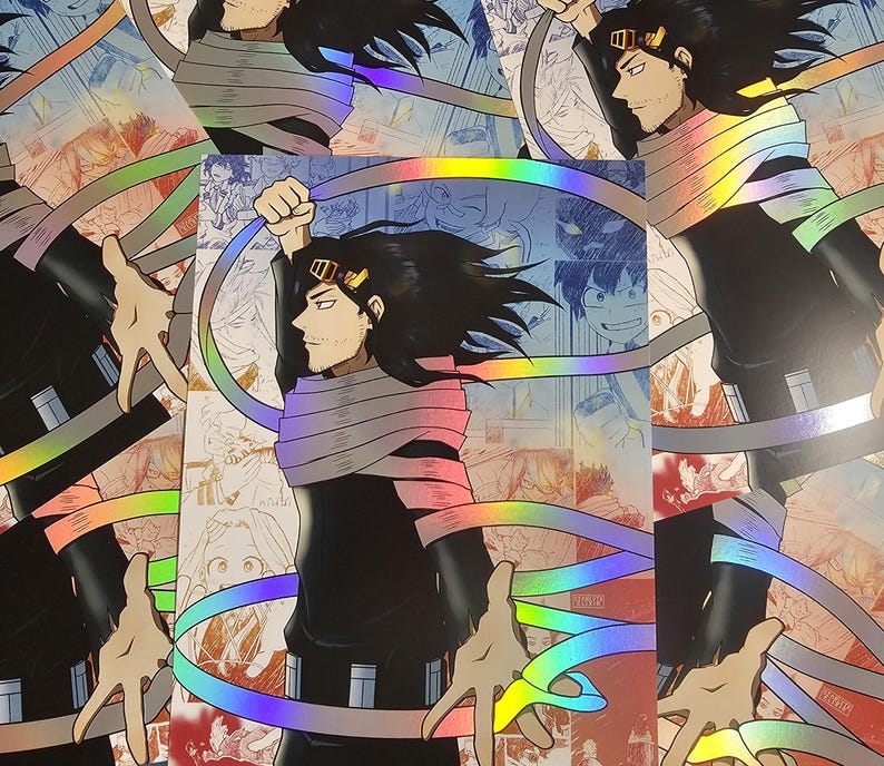 Holographic Foil Anime Art Print | Shouta Aizawa | 8.5x11 Heavy Card ...