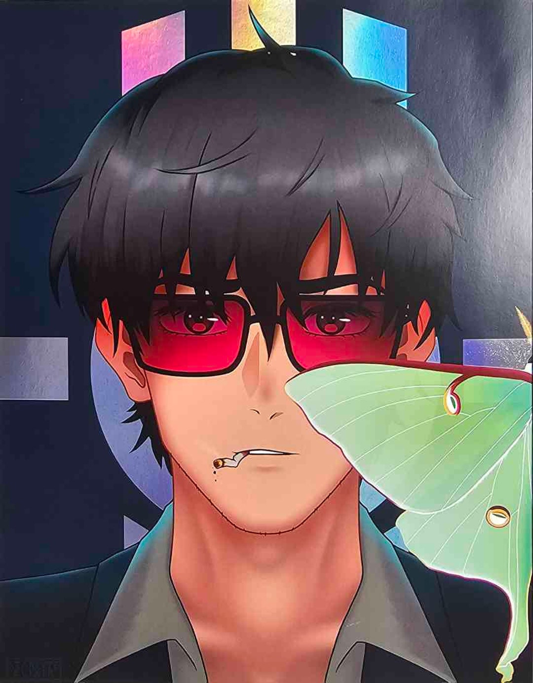 Punisher Moth | Nicholas D. Wolfwood Holographic Foil Anime Art Print ...