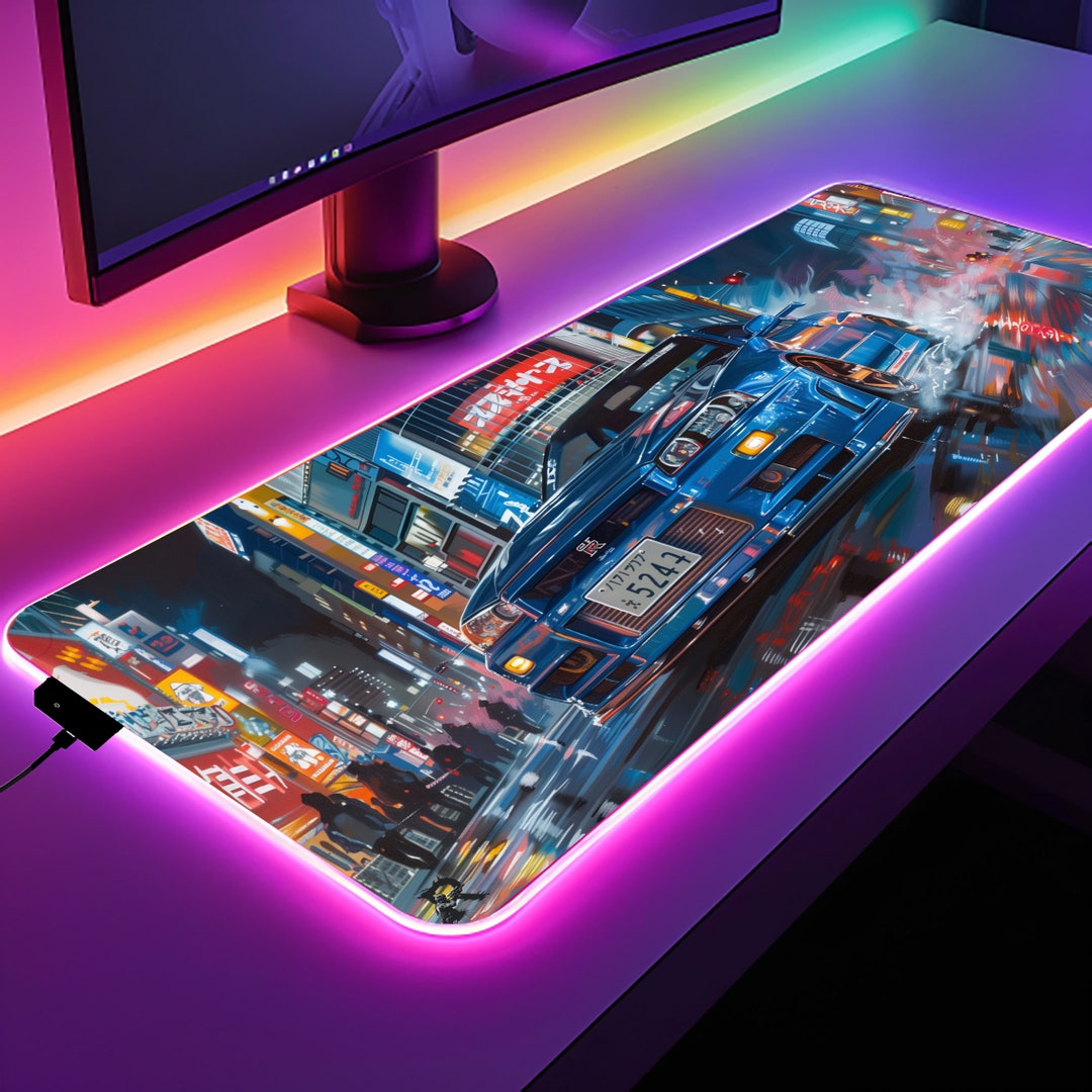 Godzilla R34 GTR - LED Gaming Desk Mat - Etsy