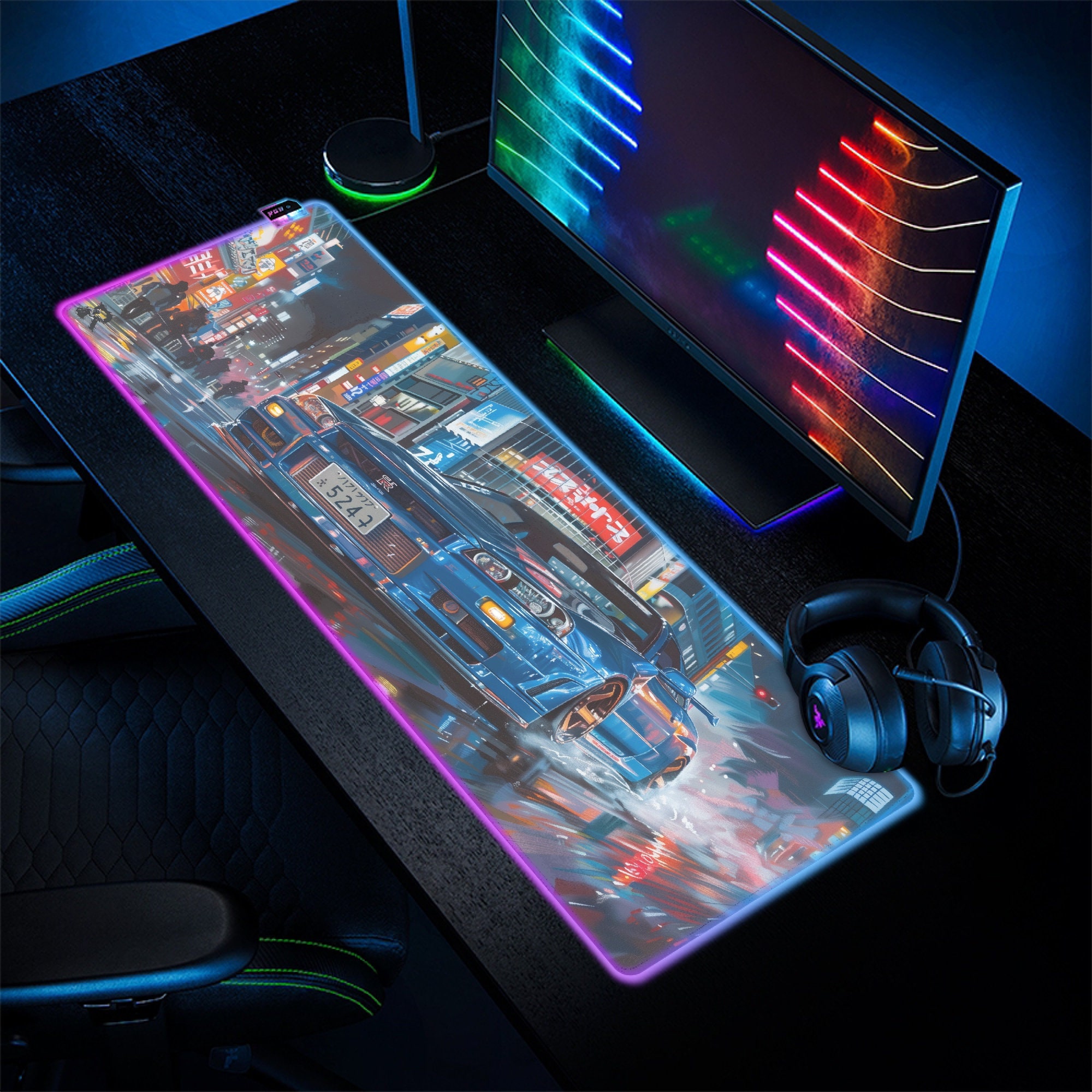 Godzilla R34 GTR - LED Gaming Desk Mat - Etsy