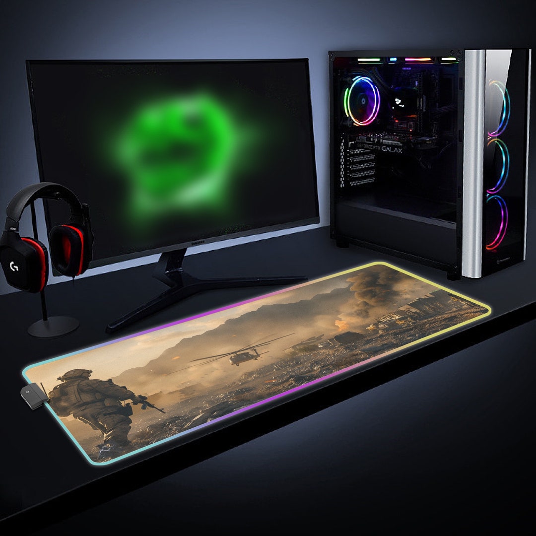 Protect & Serve - XL LED Gaming Desk Mat - Etsy