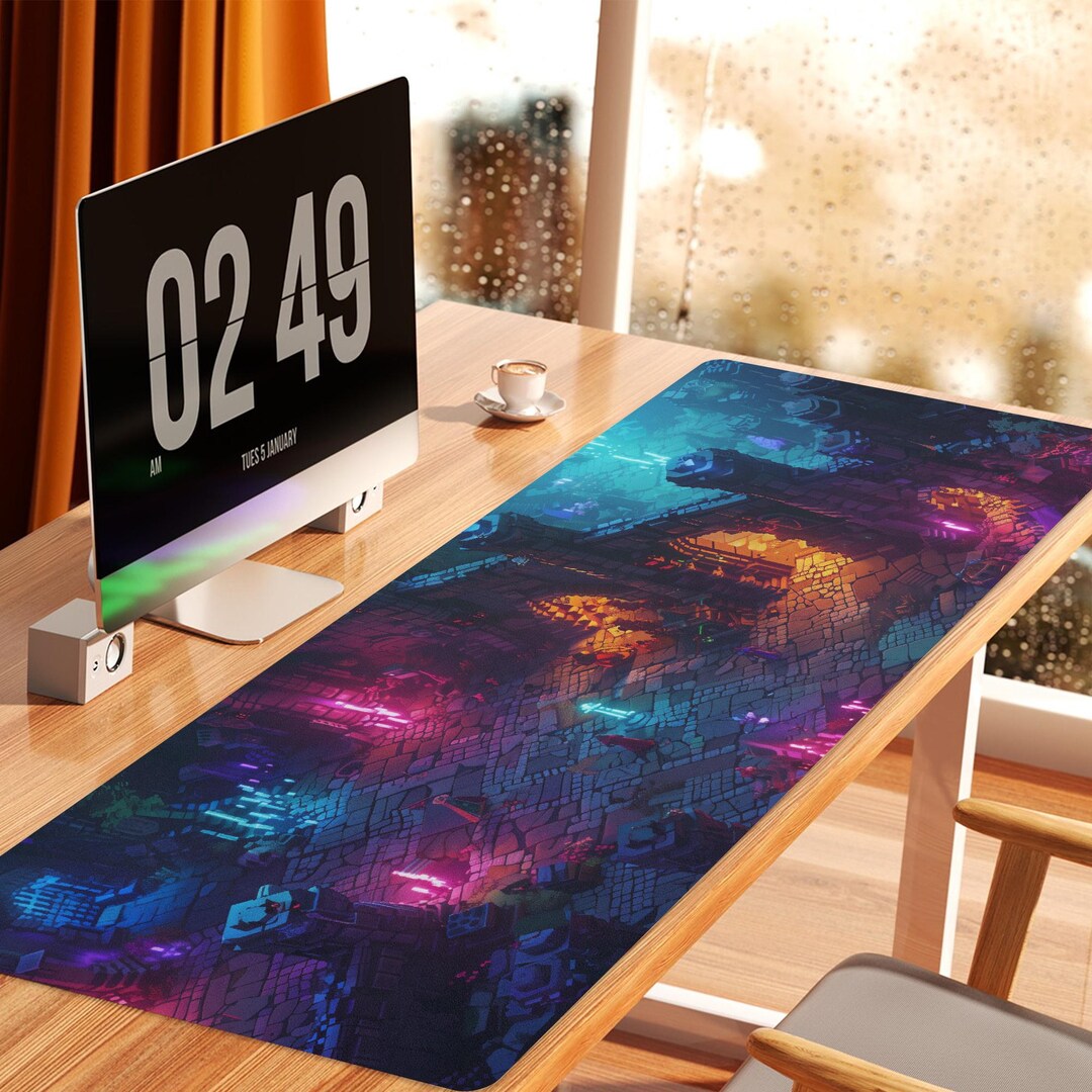 Dungeon Delve Desk Mat - Glowing Treasures in a Pixelated Realm - Etsy