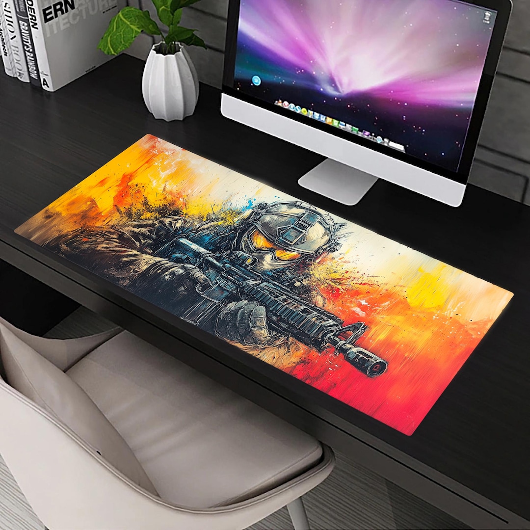 Color Burst Commando - Gaming Desk Mat - Etsy