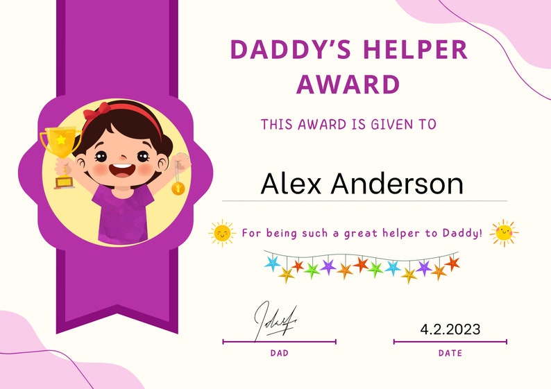 Award Certificates Bundle - Mommy's and Daddy's Helper - Colorful ...