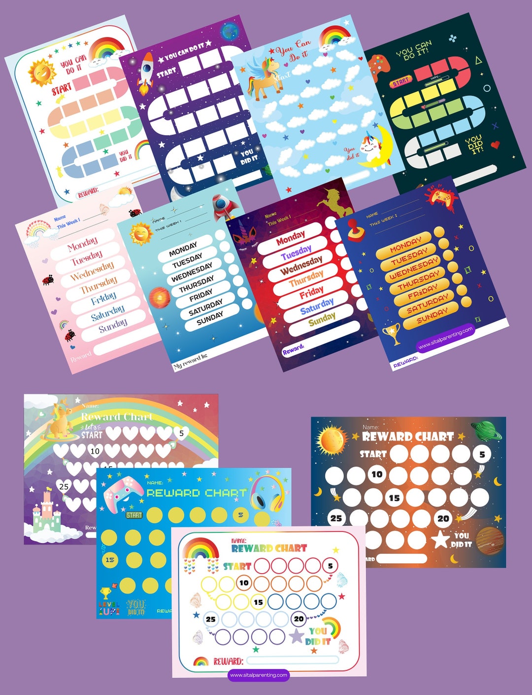 Toddler Reward Charts: Unicorn, Space, Gamer & Rainbow Themes ...