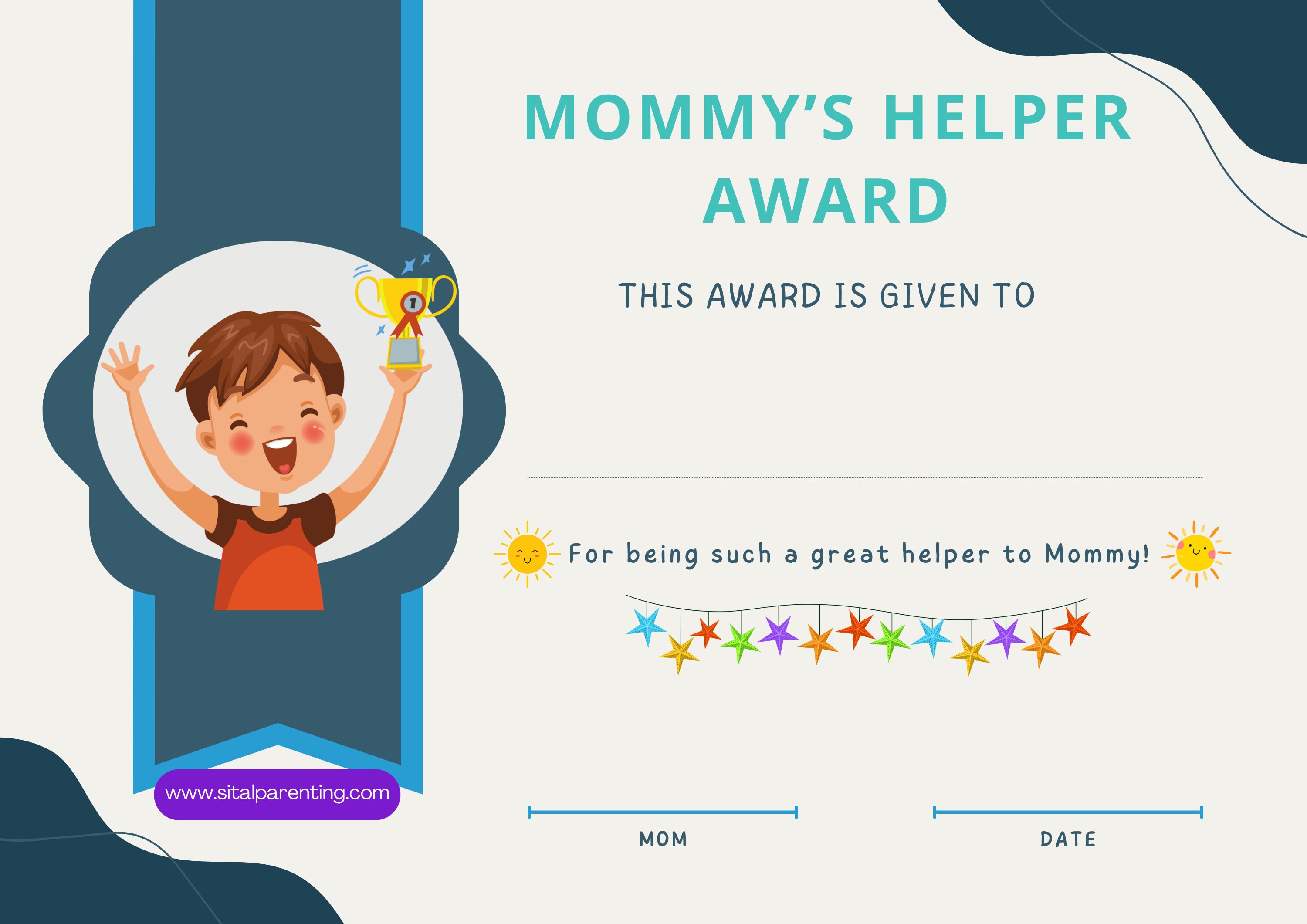 Award Certificates Bundle Mommy's and Daddy's Helper Colorful ...