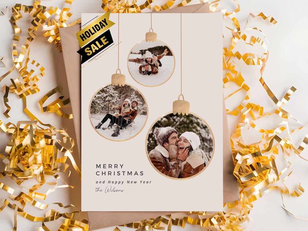 Ornament Family Photo Christmas Card Templates, Customized Holiday ...
