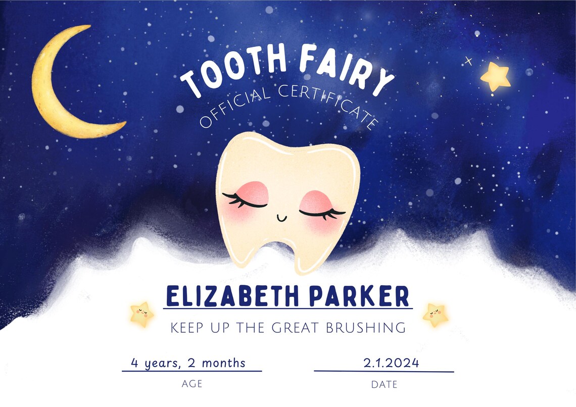 My First Tooth Certificate - Printable Award for Toddlers Celebrating ...