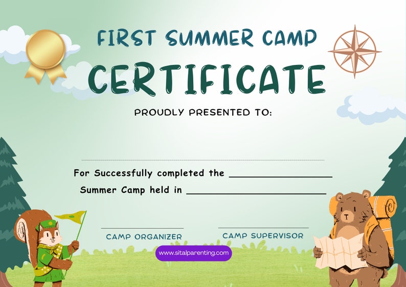 My First Summer Camp Certificate Printable Award for Toddlers ...