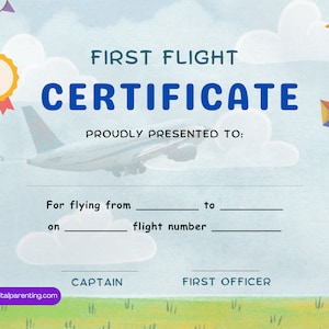 Toddler First Flight Certificate: Printable Airplane Award (PDF/PNG) - Etsy
