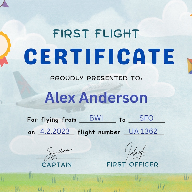 Buy Baby First Flight Certificate Online In India - Etsy India