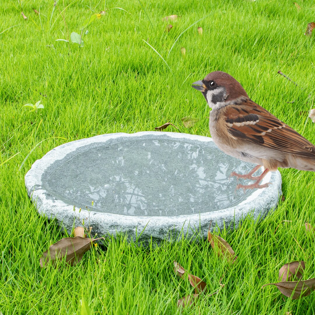 Natural Stone Bird Bath, Unique Tumbled Stone Process Won't Hurt Your ...