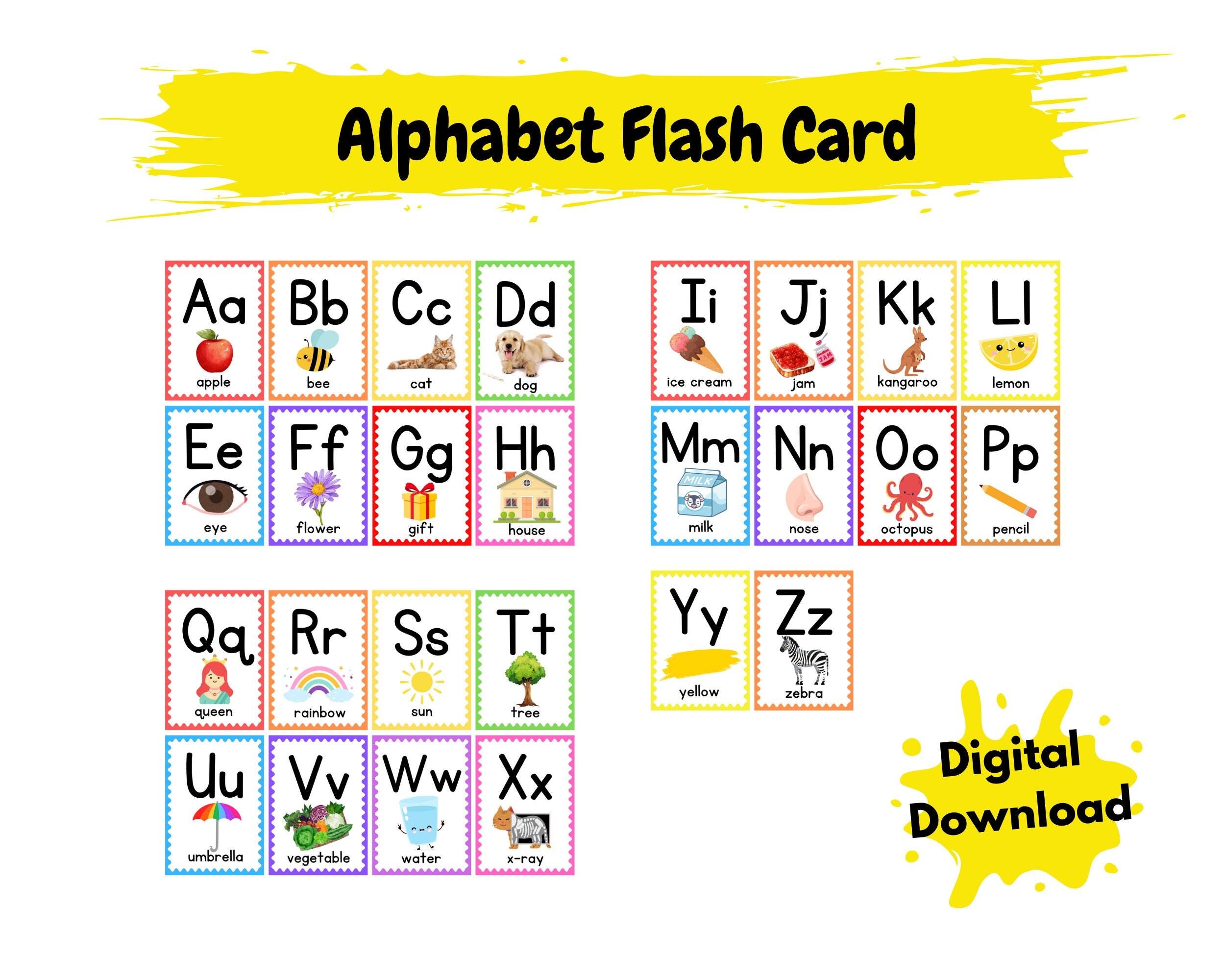 Alphabet Flash Cards, ABC Flash Cards, Early Learning Materials ...