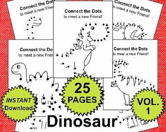 Dinosaur Connect the Dots Printable Dot to Dot Activity Pages for Kids ...