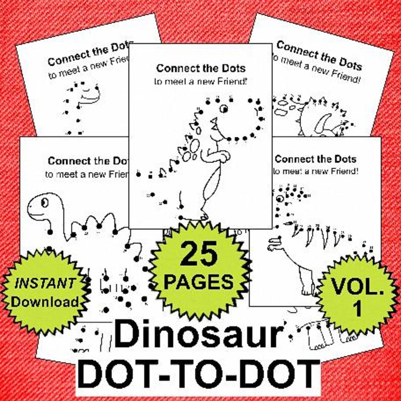 Dinosaur Dot to Dot Connect the Dots Printable Fun Dot to Dot Activity ...