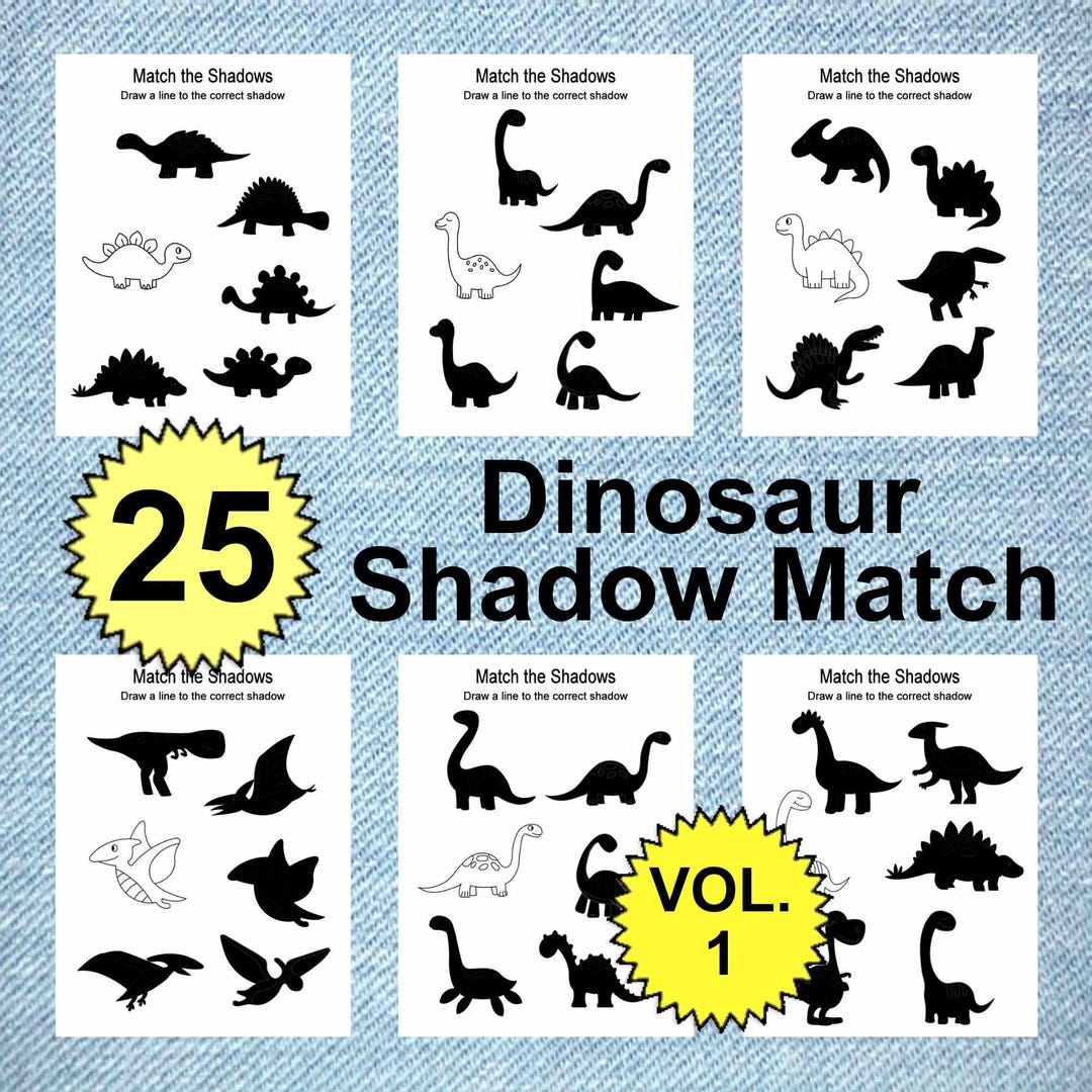 Dinosaur Shadow Match Kids Activity Pages Kids Shadow Match Games Dino ...