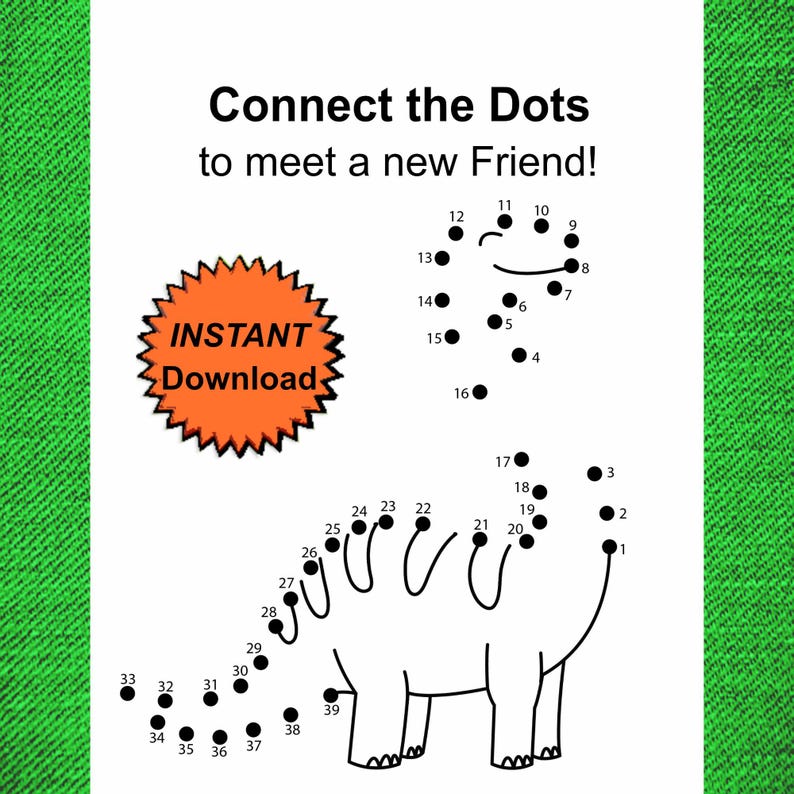 Dinosaur Connect the Dots Printable Dot to Dot Activity Pages for Kids ...