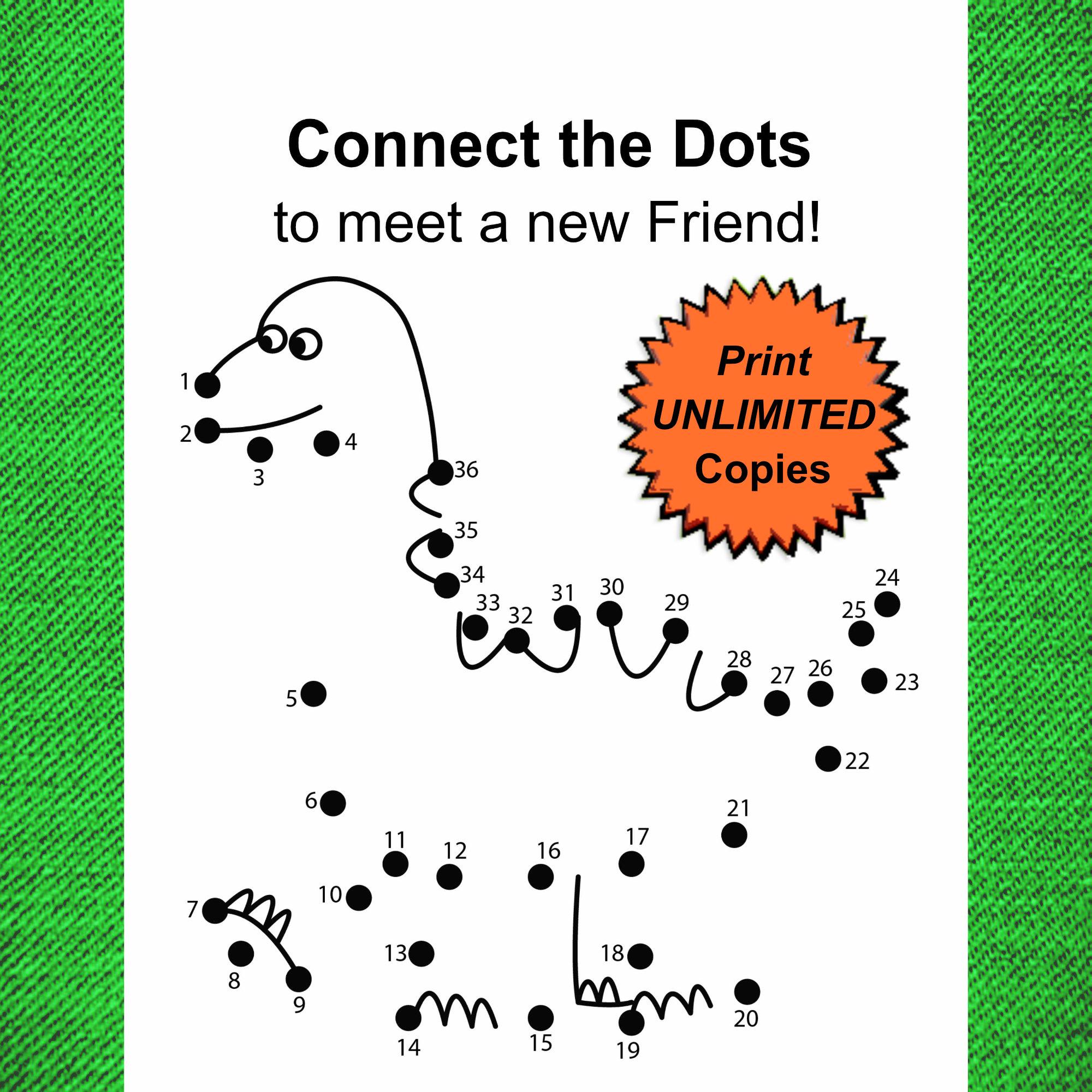 Dinosaur Connect the Dots Printable Dot to Dot Activity Pages for Kids ...