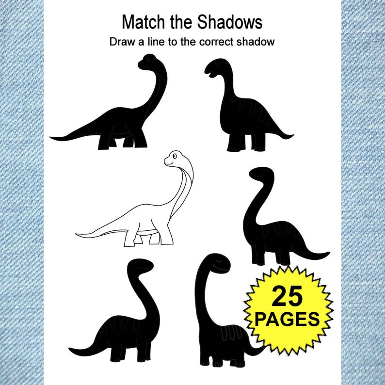 Dinosaur Shadow Match Kids Activity Pages Kids Shadow Match Games Dino ...