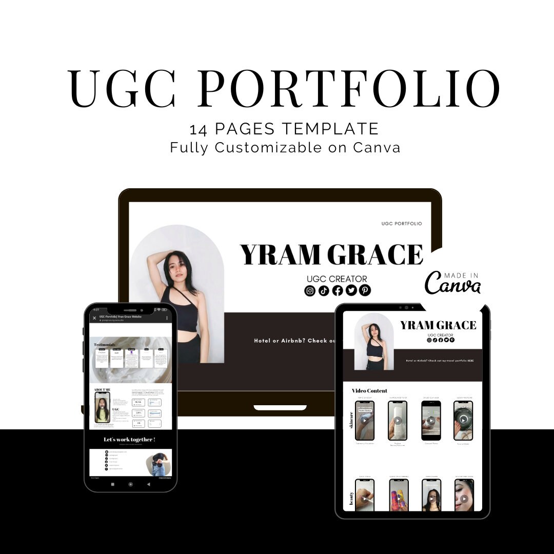 UGC Portfolio Template I UGC Website Template I UGC Media Kit I Black ...